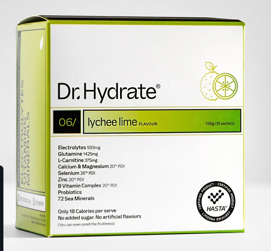 Dr Hydrate Electrolytes Powder | Electrolytes - Lychee Lime [15 Serves ...